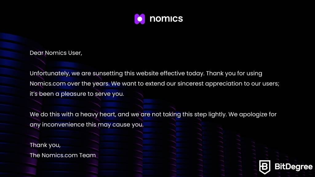 Crypto Aggregator Nomics Shuts Down - Here's the Alternative